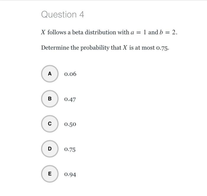 Solved X follows a beta distribution with a=1 and b=2. | Chegg.com