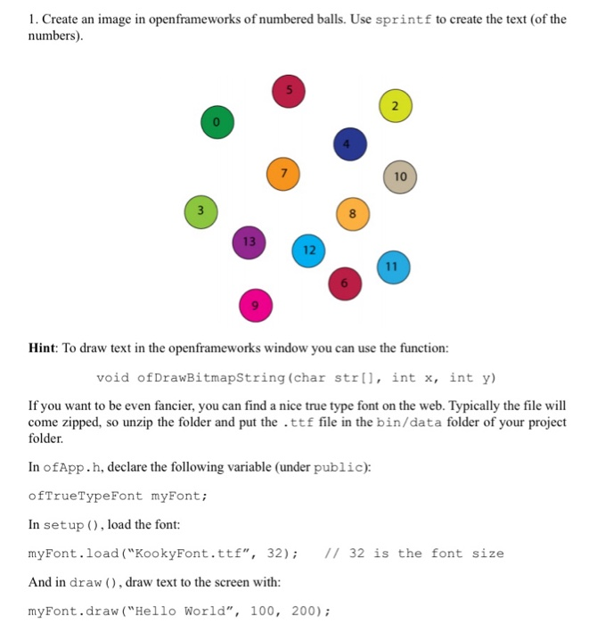 1. Create an image in open frameworks of numbered | Chegg.com