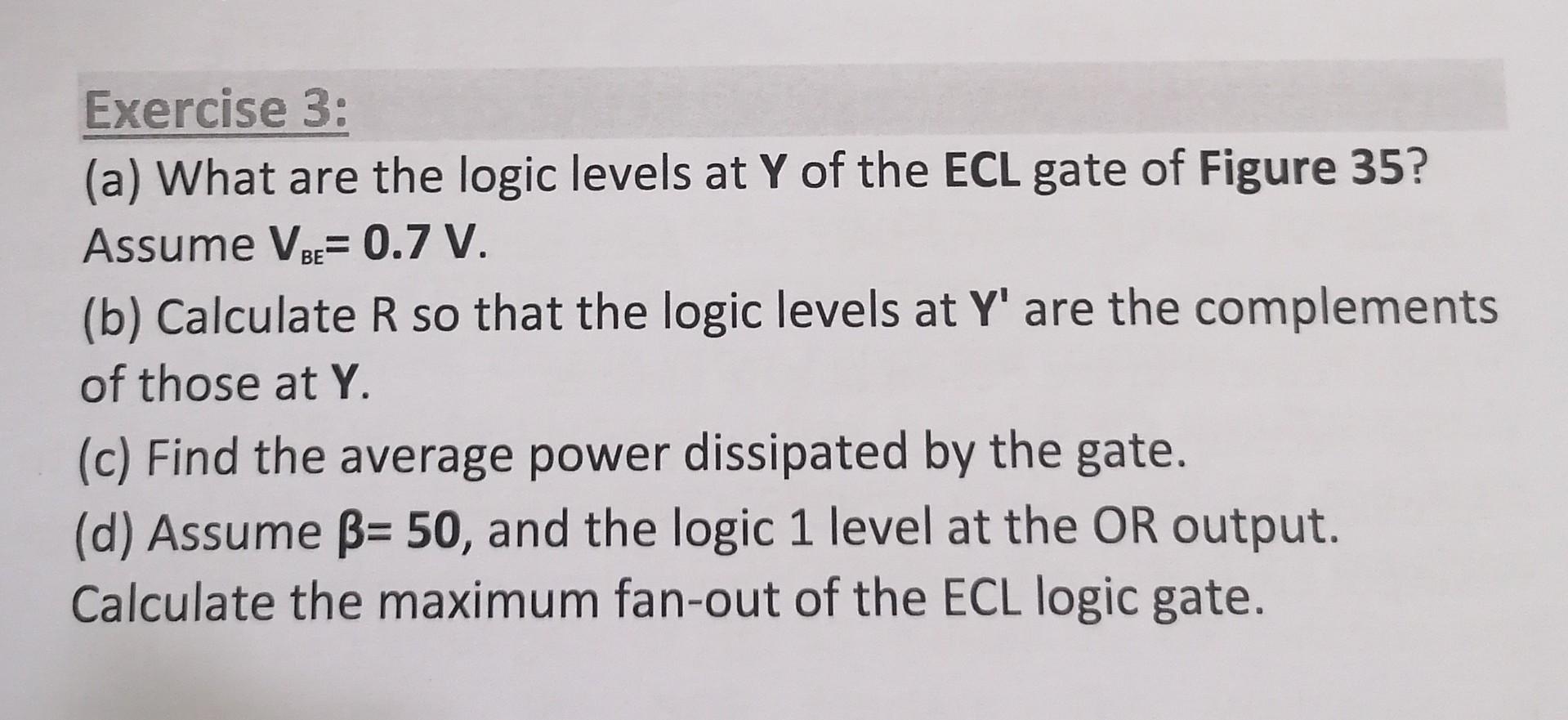 Figure 35 A 3- input ECL OR/NOR gate Ans. V(0)=−1.55 | Chegg.com