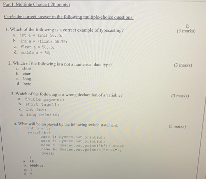 Solved Circle the correct answer in the following | Chegg.com
