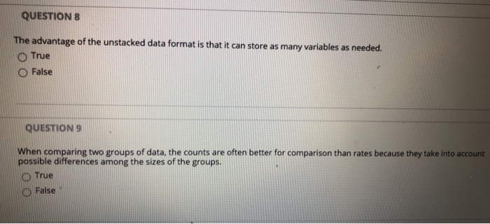 Solved QUESTIONS The advantage of the unstacked data format | Chegg.com