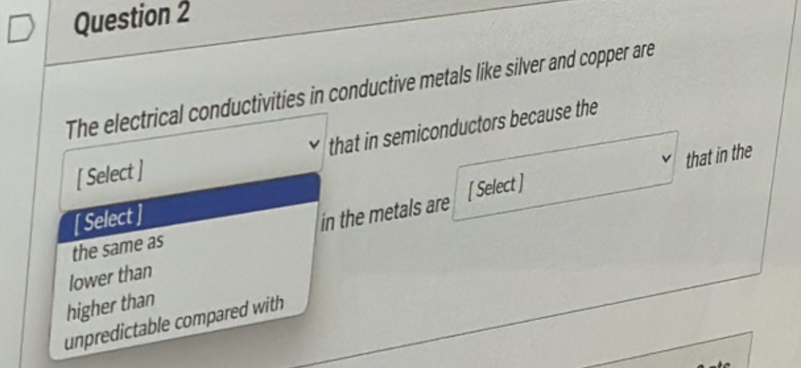 Solved Question 2slectrical conductivities in conductive | Chegg.com