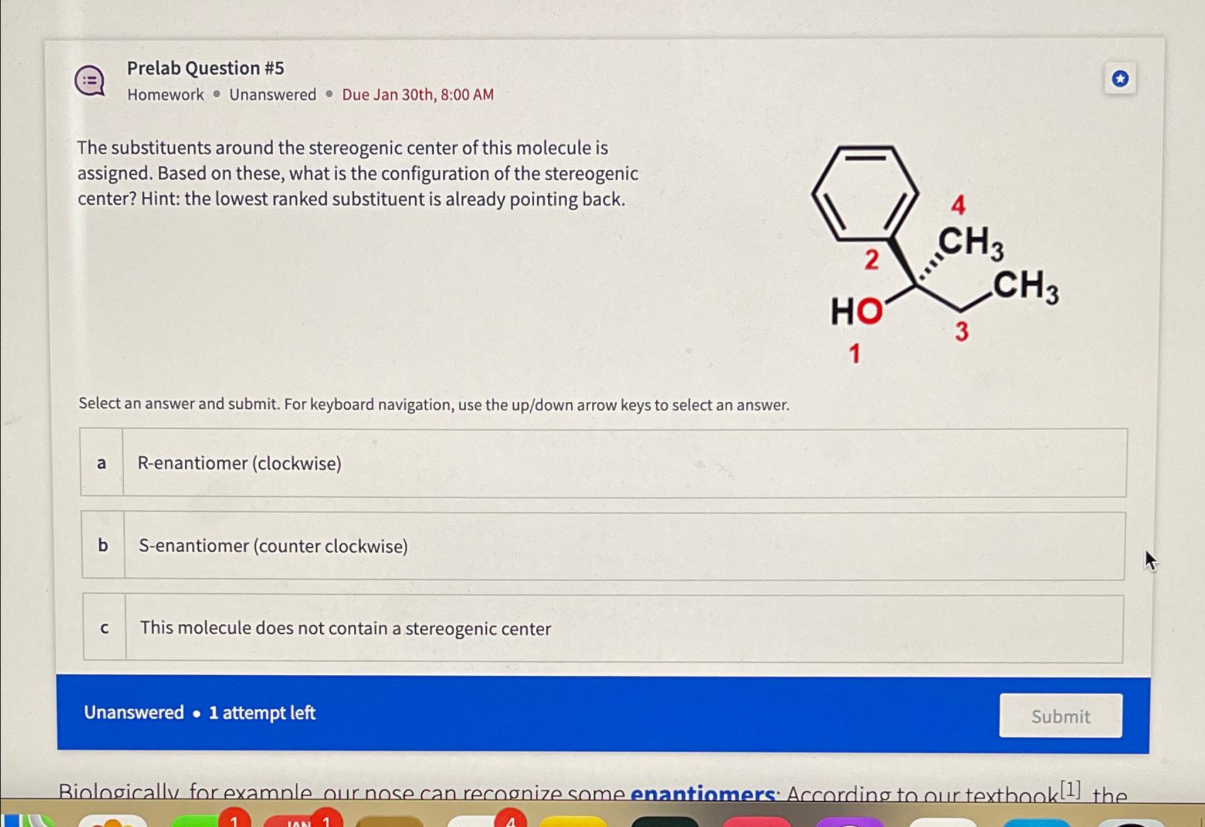 Solved Prelab Question #5\\nHomework * Unanswered - Due Jan | Chegg.com