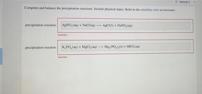 Solved Complete and balance the precipitation reactions. | Chegg.com