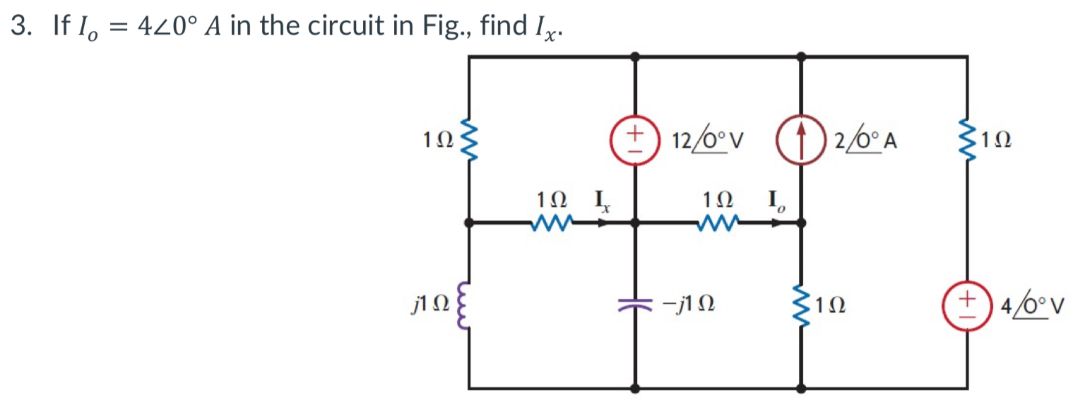 If Io=4?0°A ﻿in the circuit in Fig., find Ix. | Chegg.com