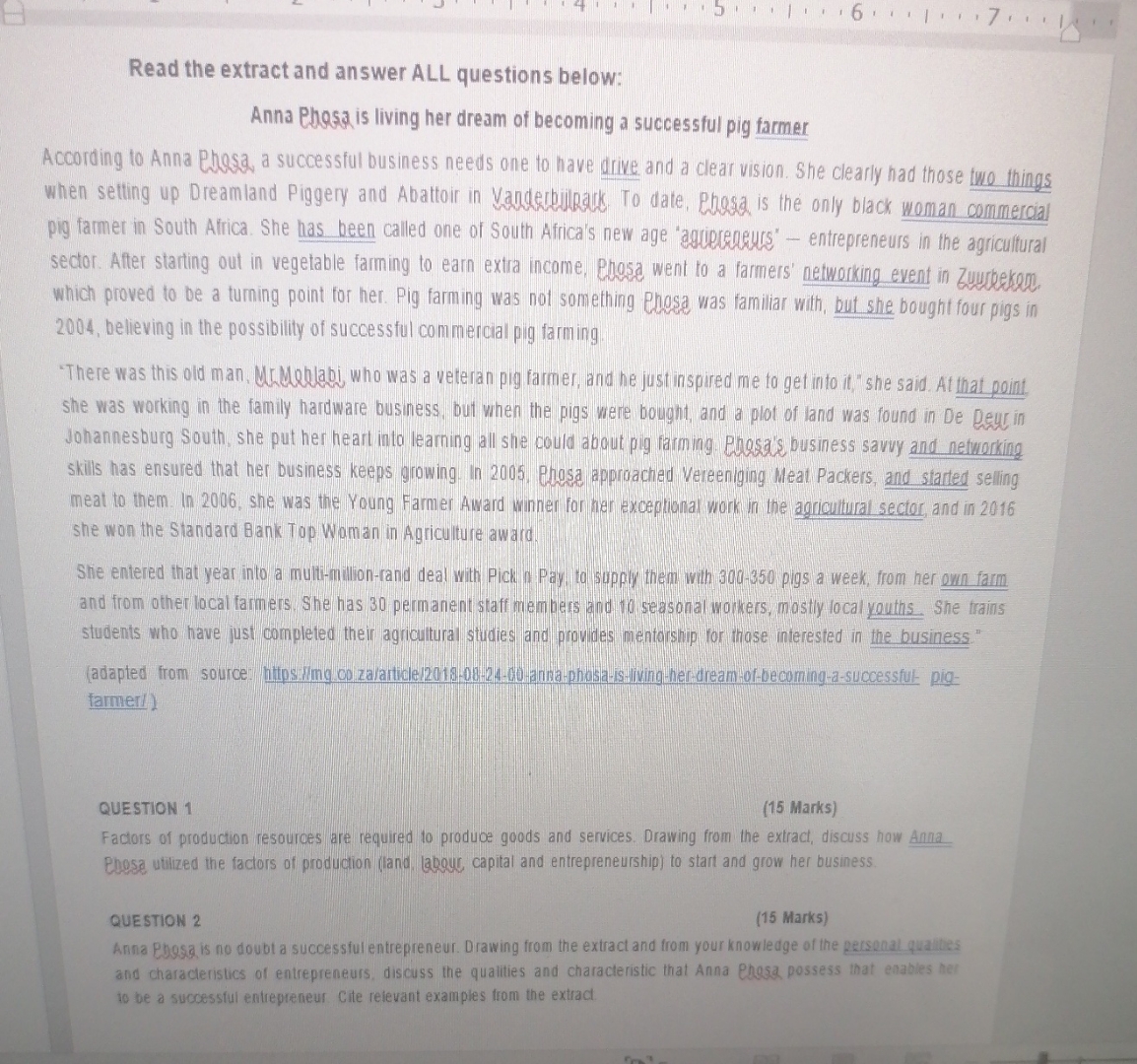 Read the extract and answer ALL questions below:Anna | Chegg.com