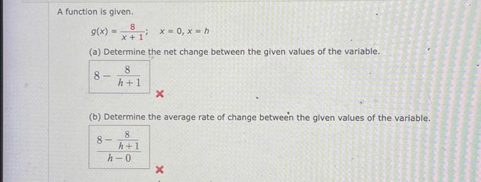 Solved solvong net change and avergae rate of change for two | Chegg.com