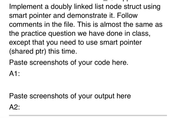 Solved Implement A Doubly Linked List Node Struct Using