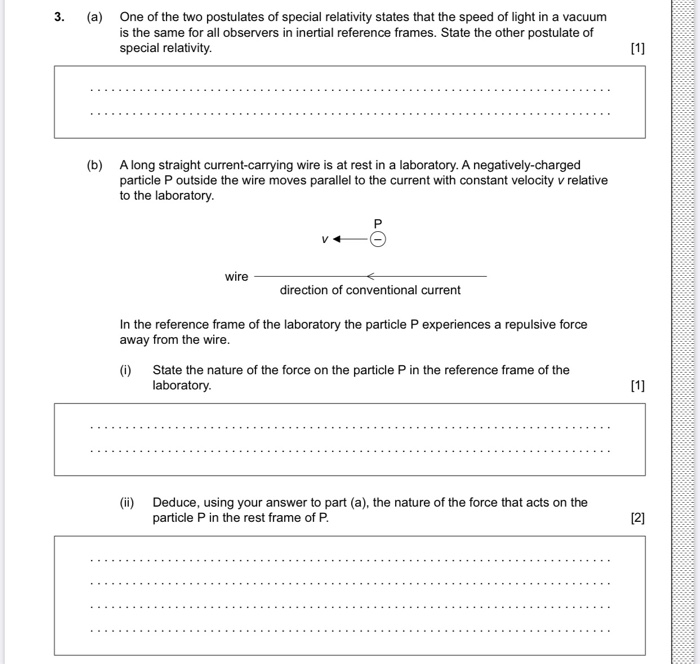Solved 3. (a) One of the two postulates of special | Chegg.com