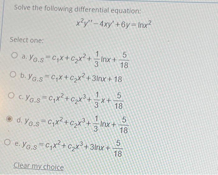 Solved Solve the following differential equation: x?y'' – | Chegg.com
