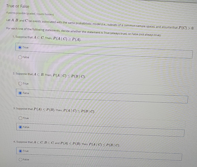 Solved: True Or False 4 Points Possible (graded, Results H... | Chegg.com