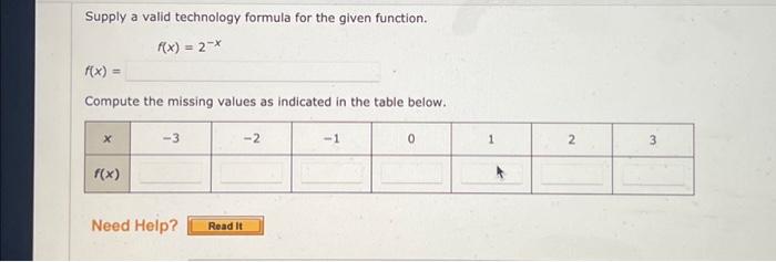 Solved Supply a valid technology formula for the given | Chegg.com