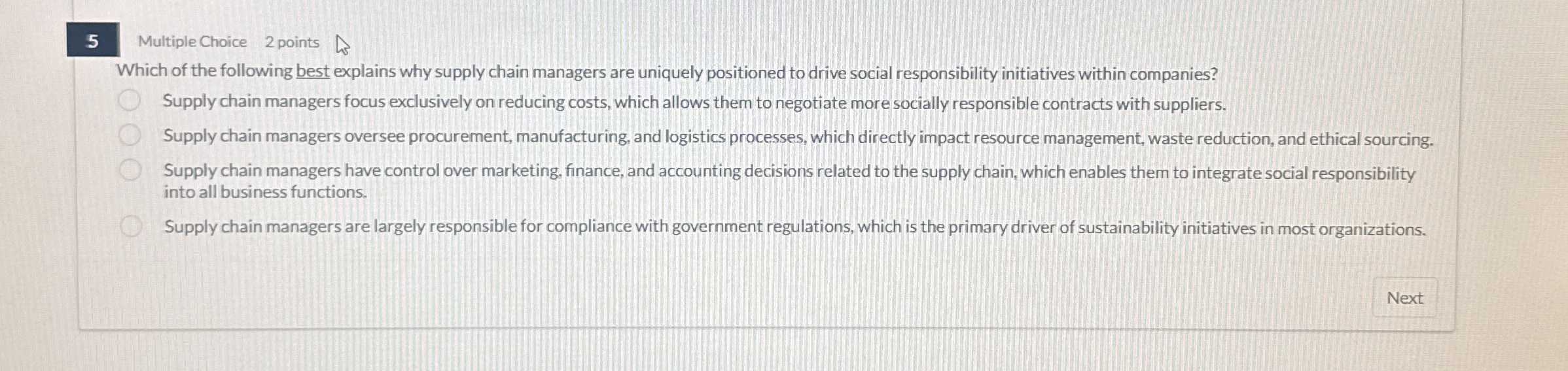 Solved 5 ﻿Multiple Choice 2 ﻿pointsWhich of the following | Chegg.com