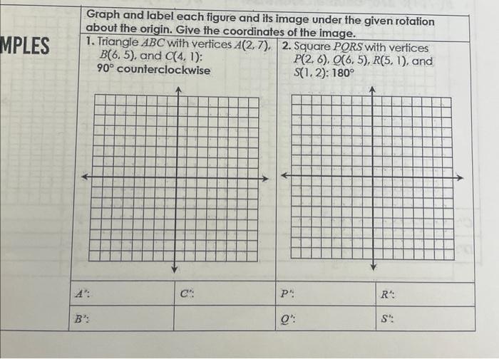 Solved Graph and label each figure and its image under the | Chegg.com