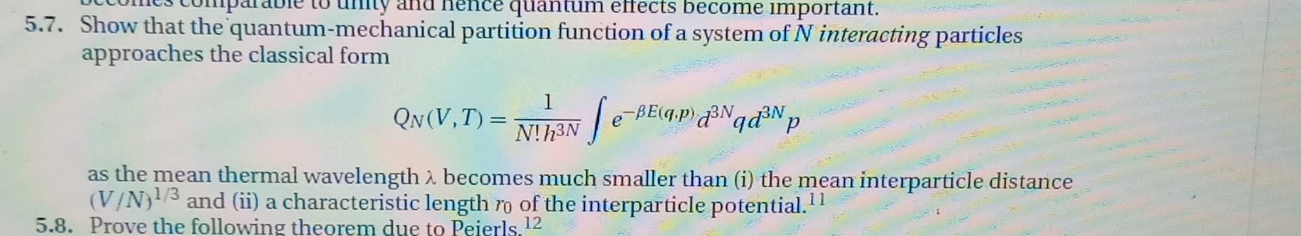 Solved 5.7. Show that the quantum-mechanical partition | Chegg.com