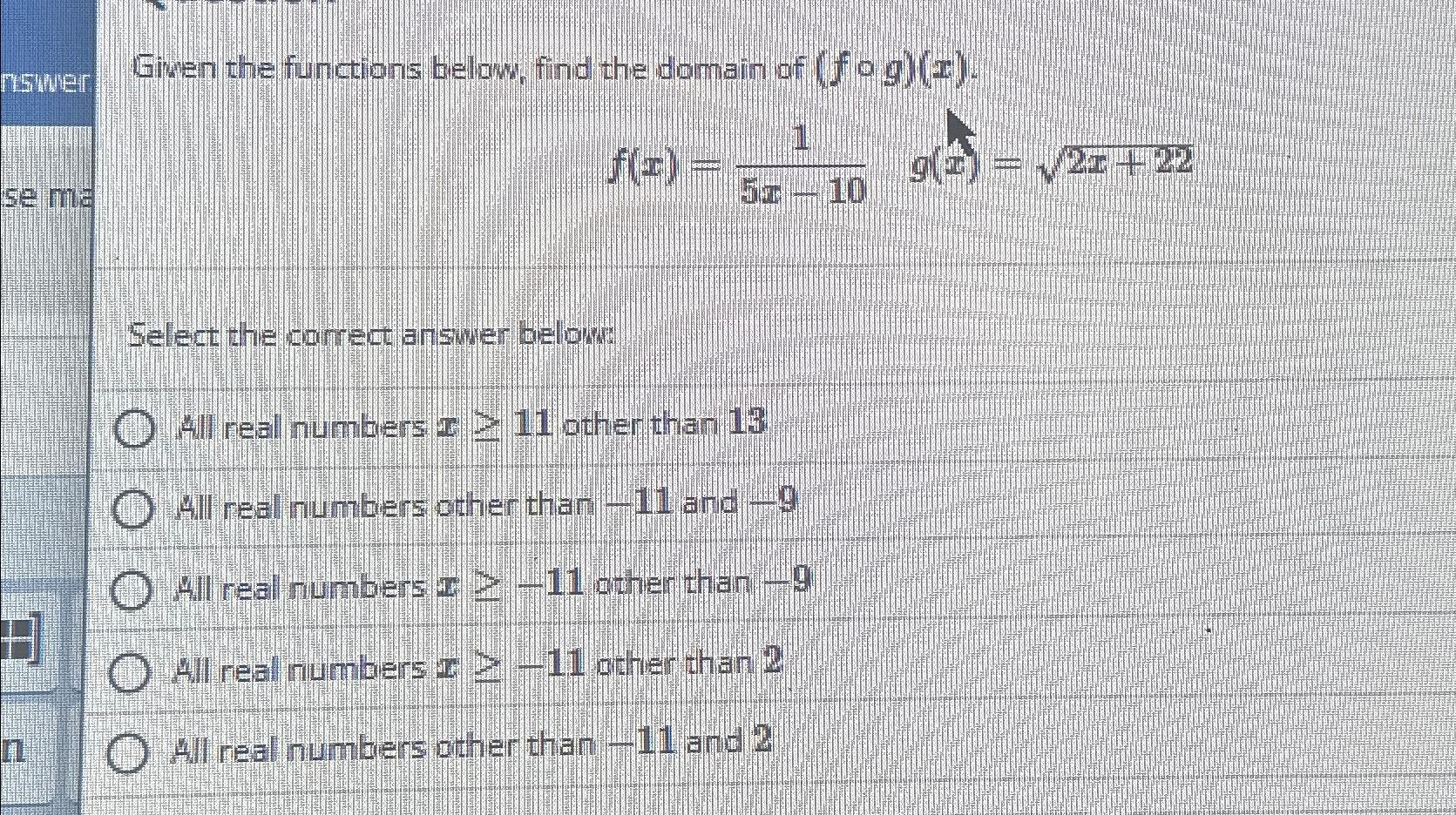 Solved Given the functions below, find the domain of | Chegg.com