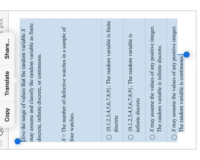 Solved Give the range of values that the random variable X | Chegg.com