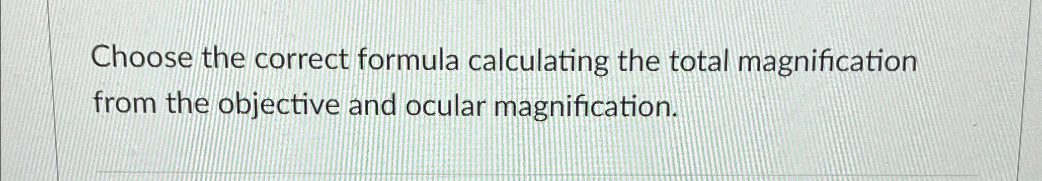 Solved Choose the correct formula calculating the total | Chegg.com