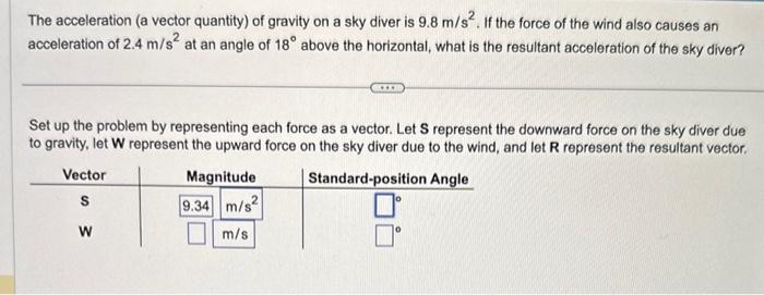 Solved The acceleration (a vector quantity) of gravity on a | Chegg.com