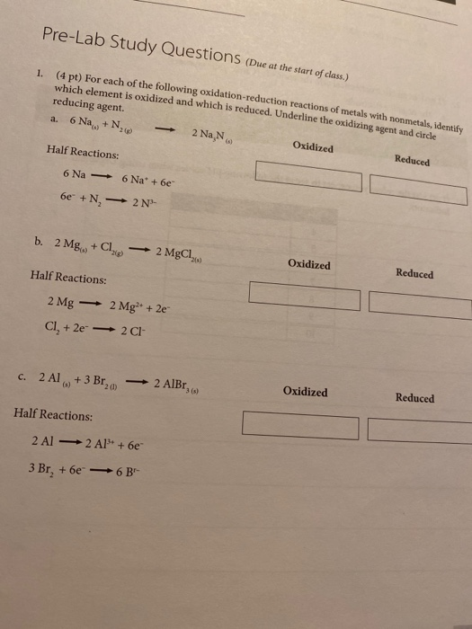 Solved Pre-Lab Study Questions (Due at the start of class.) | Chegg.com