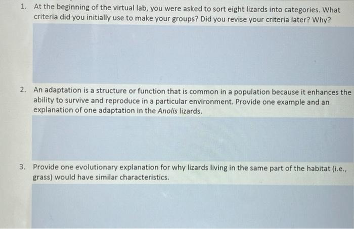 Solved 1. At the beginning of the virtual lab, you were | Chegg.com