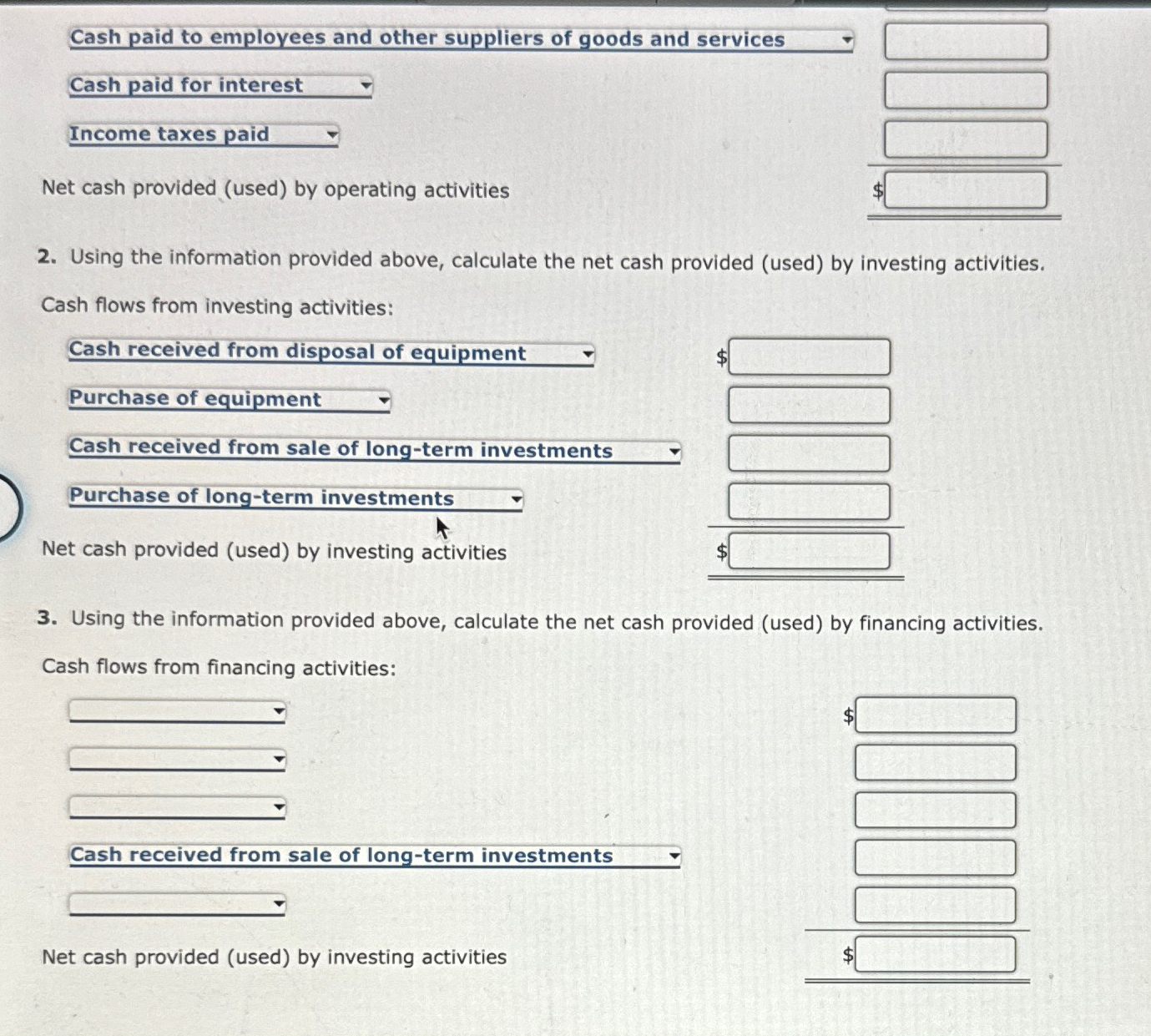 (Appendix 11A) ﻿Preparing a Statement of Cash | Chegg.com