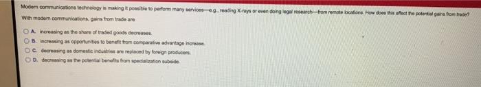 Solved Modem communications technology is making it possible | Chegg.com