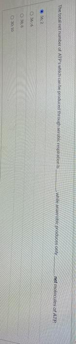 Solved The total net number of ATP's which can be produced | Chegg.com