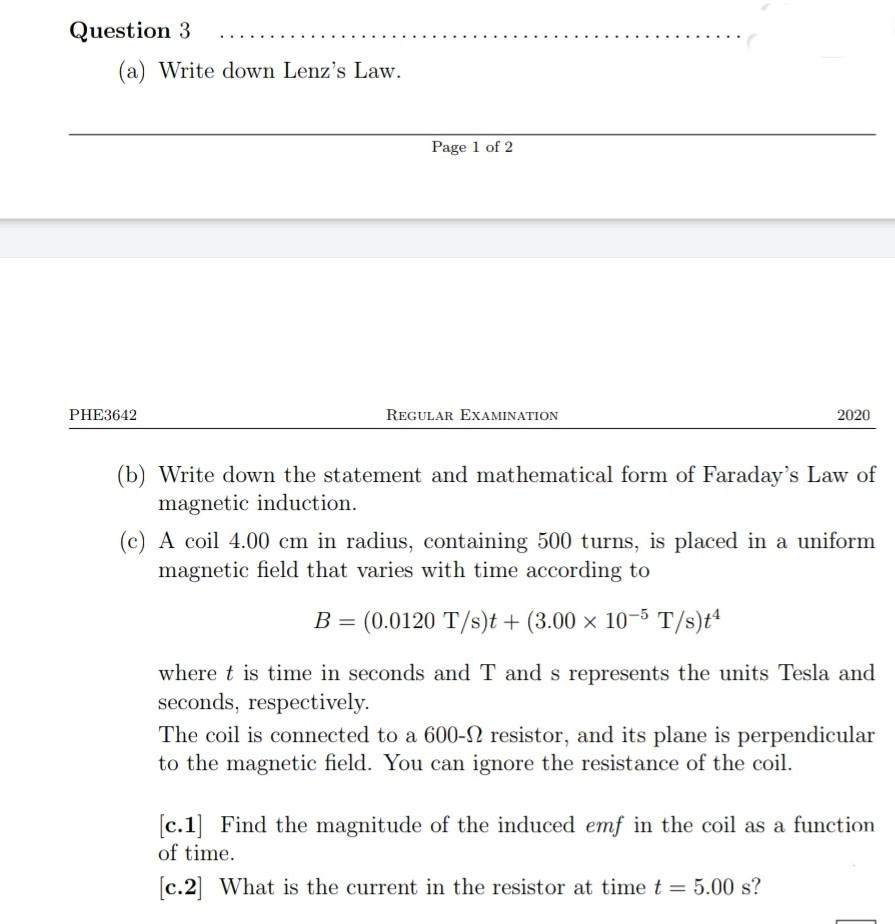 Solved (b) Write down the statement and mathematical form of | Chegg.com