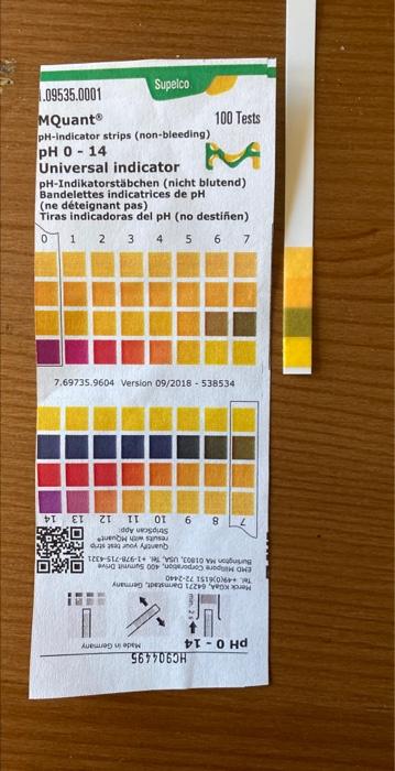 Solved 1.09535.0001 Supelco. MQuant ∘ pH-indicator strips | Chegg.com