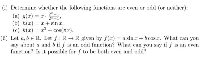 Solved (i) Determine whether the following functions are | Chegg.com