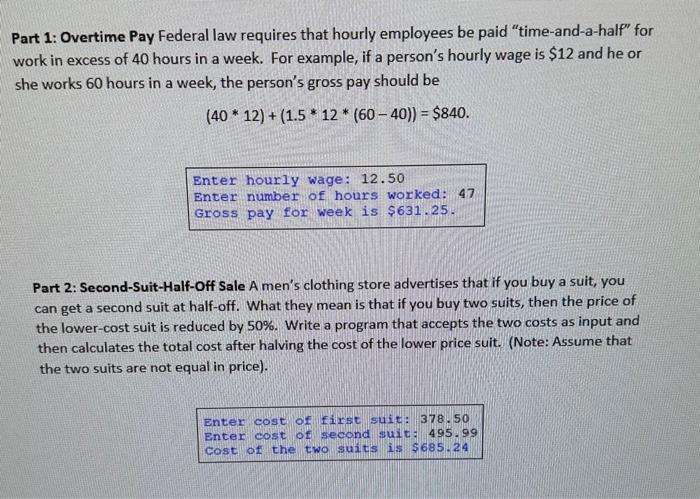 Solved Part 1: Overtime Pay Federal law requires that hourly | Chegg.com