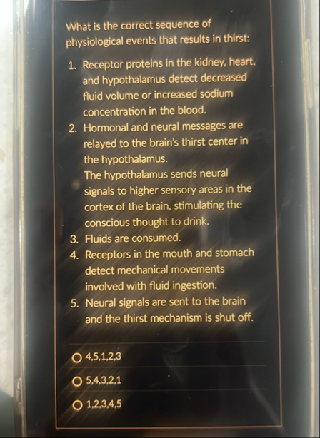 Solved What is the correct sequence of physiological events | Chegg.com