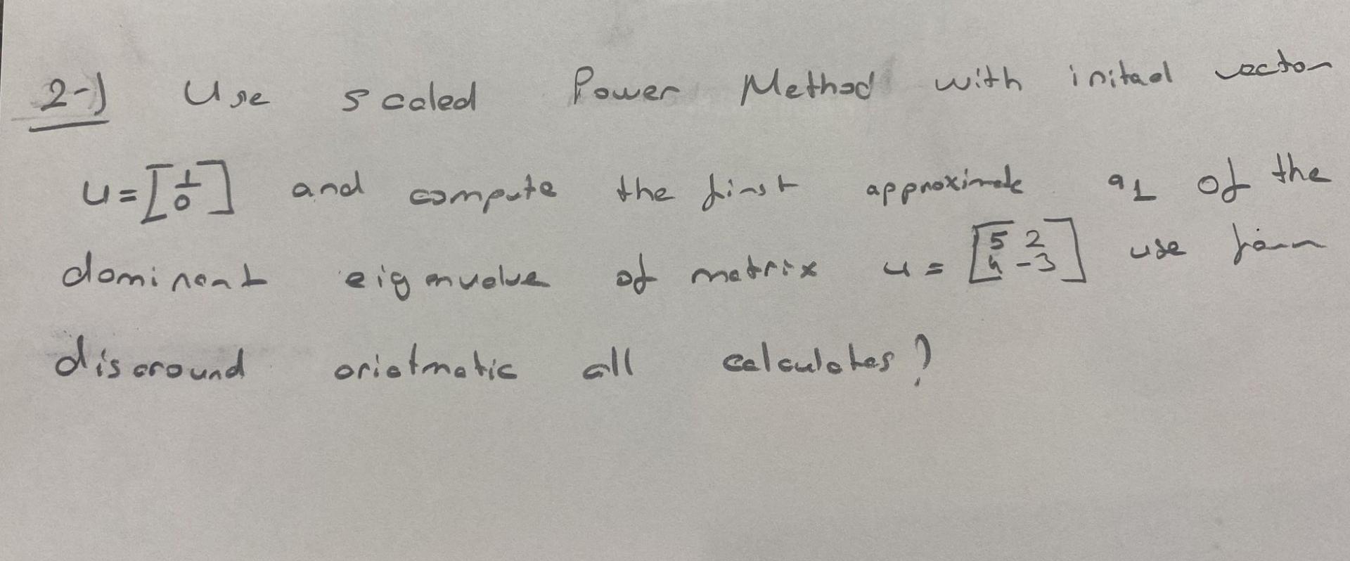 2-) Ure scaled Power Method with initad vector U=[10] | Chegg.com