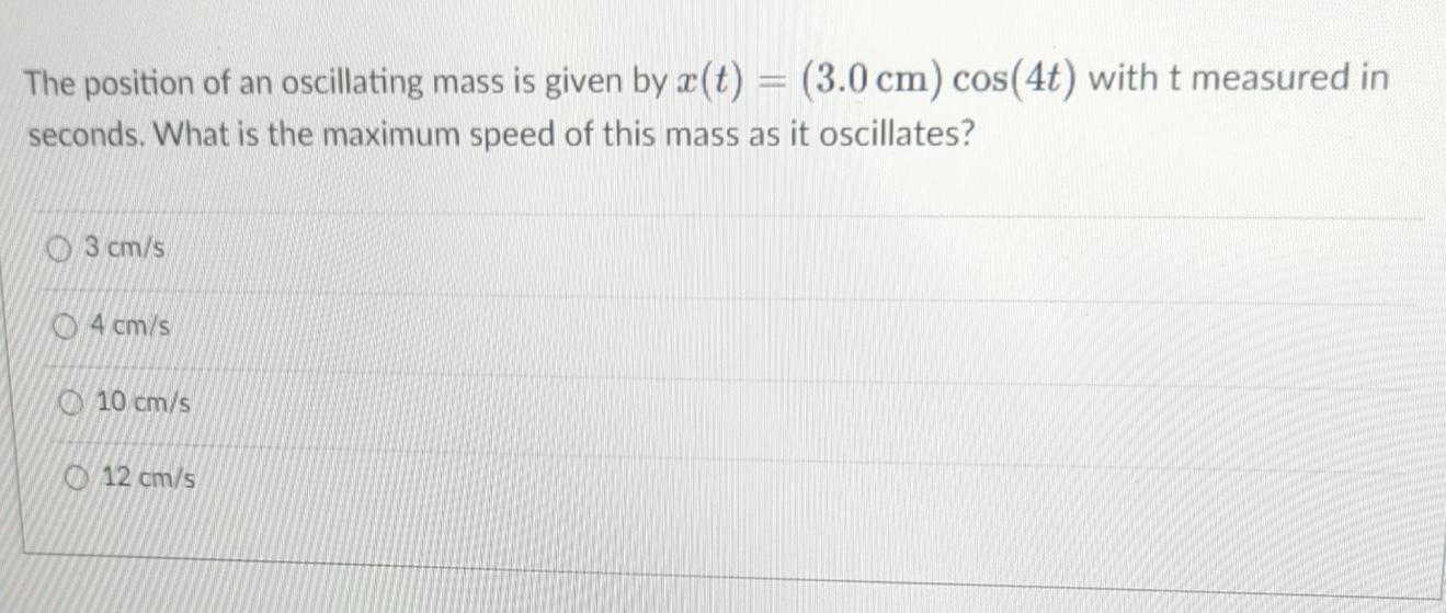 Solved The position of an oscillating mass is given by | Chegg.com
