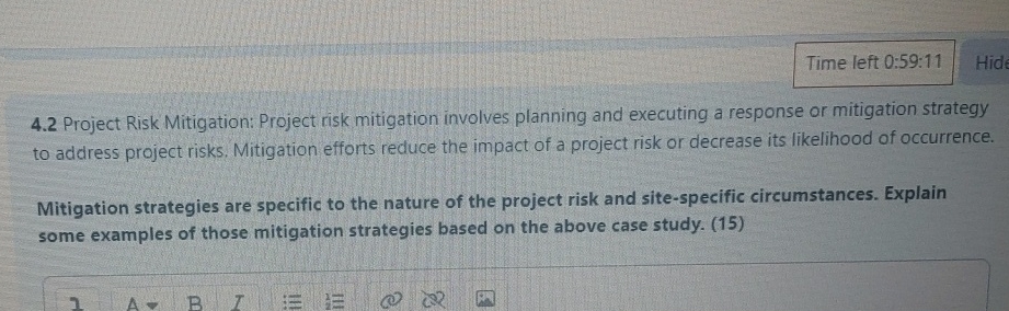 Solved 4.2 ﻿Project Risk Mitigation: Project risk mitigation | Chegg.com