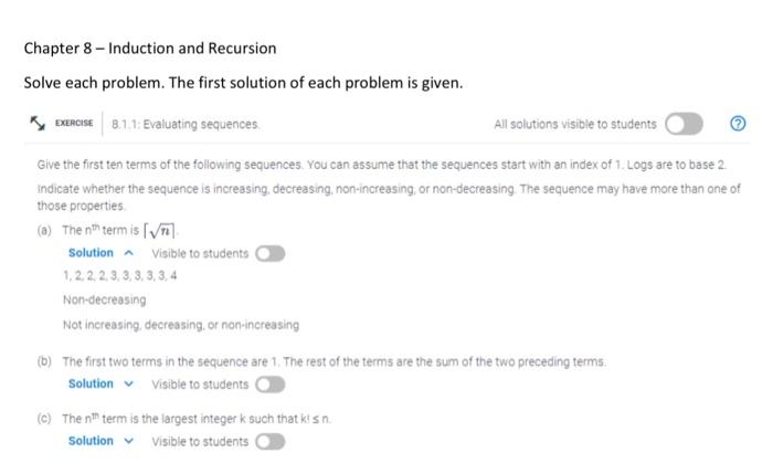 Solved Chapter 8 - Induction and Recursion Solve each | Chegg.com