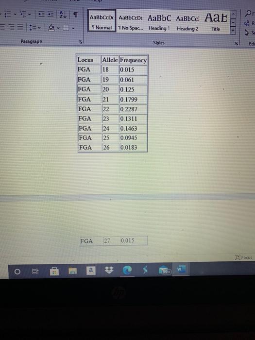 Solved Calculating DNA Profile Frequencies/Random Match | Chegg.com
