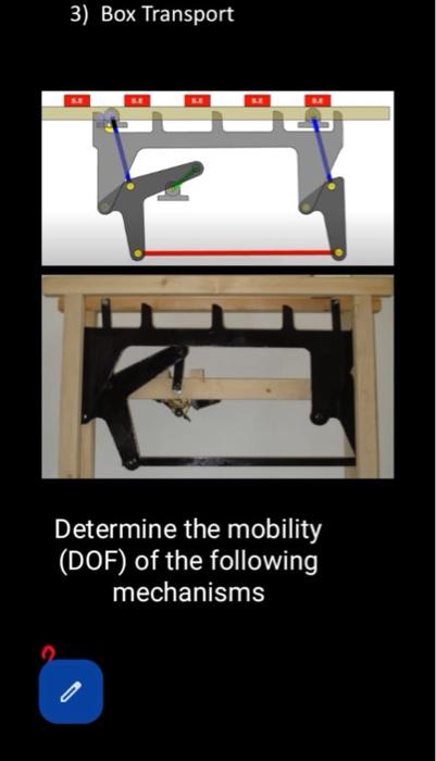 Solved 3) Box Transport E Determine the mobility (DOF) of | Chegg.com Solved 3) Box Transport E Determine the mobility (DOF) of | Chegg.com
