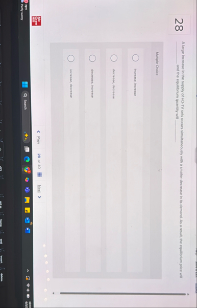 Solved 28A large increase in the supply of HD-TV sets occurs | Chegg.com