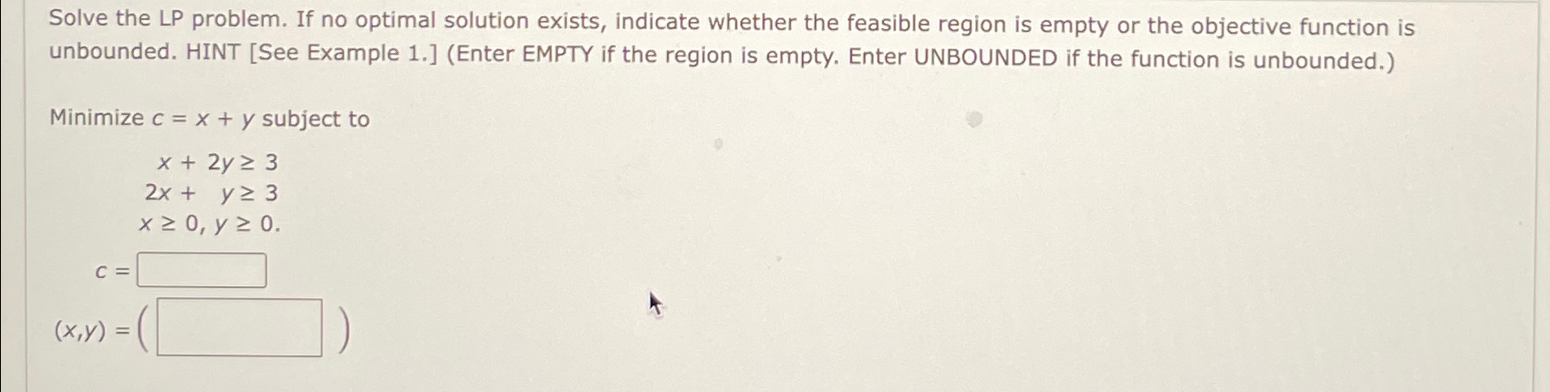Solved Solve the LP problem. If no optimal solution exists, | Chegg.com