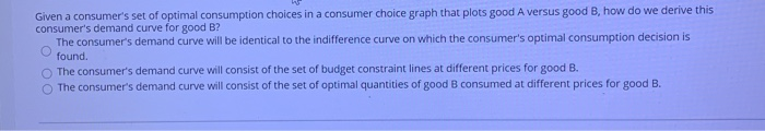 Solved Given a consumer's set of optimal consumption choices | Chegg.com