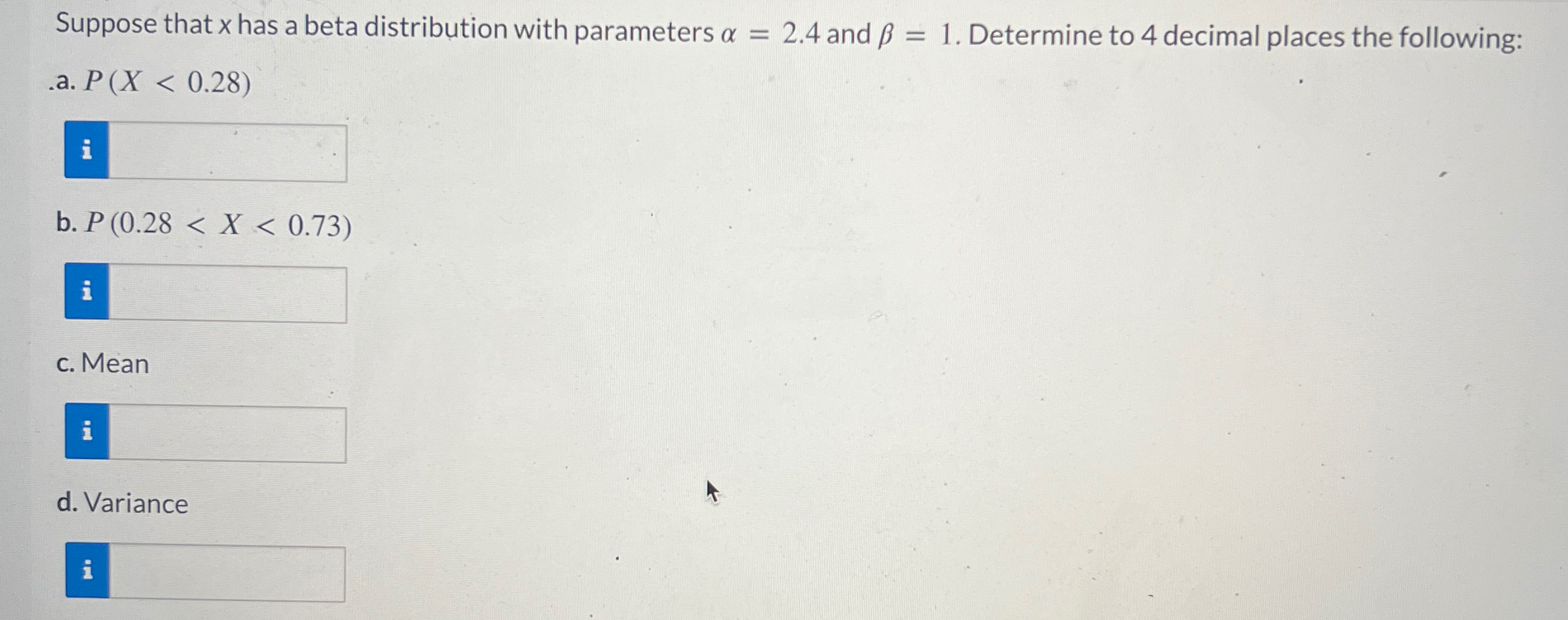 Solved Suppose that x ﻿has a beta distribution with | Chegg.com