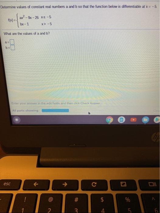 Solved Determine values of constant real numbers a and b so | Chegg.com