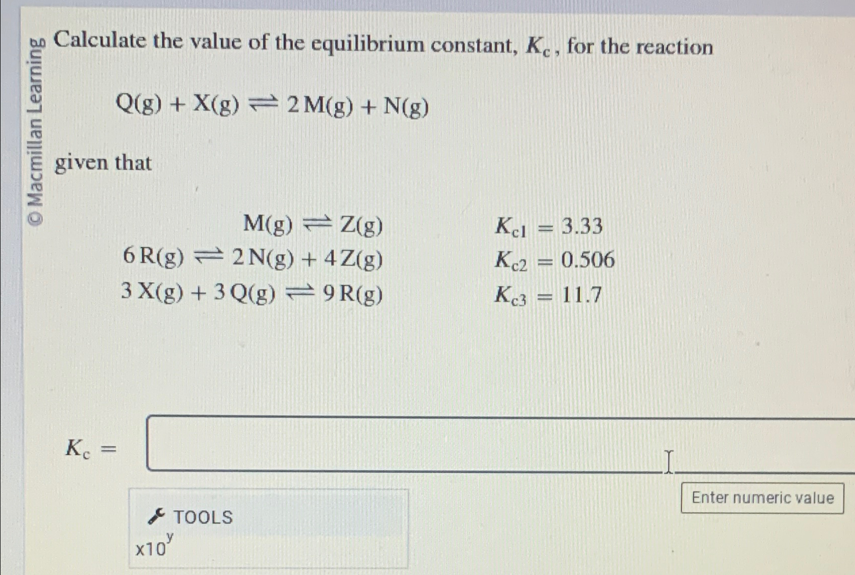 Solved an Calculate the value of the equilibrium constant, | Chegg.com