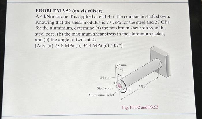 Solved PROBLEM 3.52 (on visualizer) A 4kNm torque T is | Chegg.com