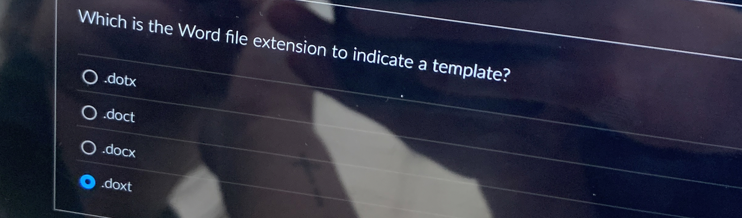 Solved Which is the Word file extension to indicate a | Chegg.com