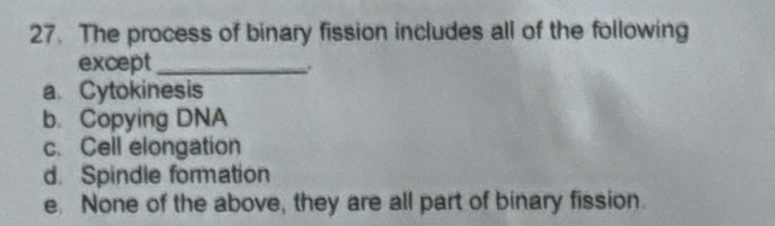 Solved The process of binary fission includes all of the | Chegg.com