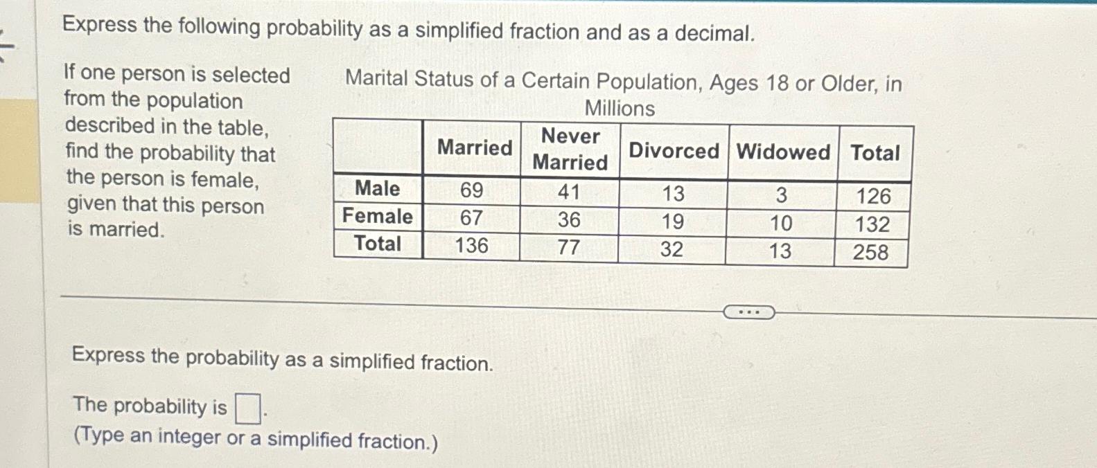 Solved Express the following probability as a simplified | Chegg.com