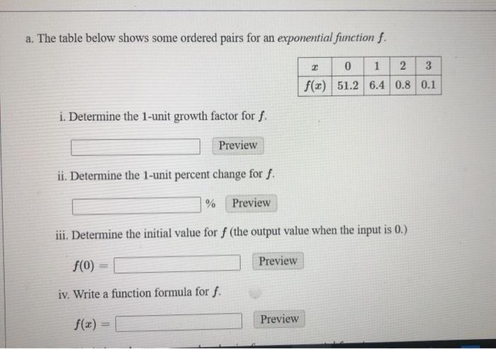 Solved a. The table below shows some ordered pairs for an | Chegg.com